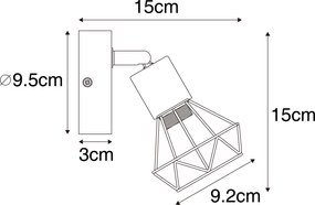 Průmyslové bodové světlo černé se dřevěným otočným a naklápěcím ramenem - Mosh