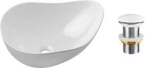 Comad Keramické umyvadlo na desku Cloud Free 51x39 + výpusť Click-Clack, bílá