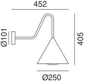 Il Fanale Venkovní nástěnné svítidlo CONE CURVO OUTDOOR ø 250 mm