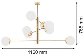 Argon 5043 - Lustr na tyči CAMERON 8xE27/15W/230V mosaz