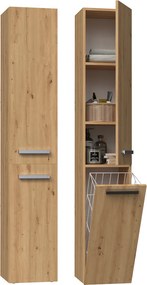 Koupelnový sloupek s košem na prádlo NEL IV dub artisan