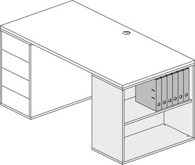 Kancelářský regál BLOCK, 800 x 400 x 710 mm, bílá