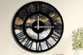 ASG, KADER dřevěné kulaté hodiny v mramorovém designu