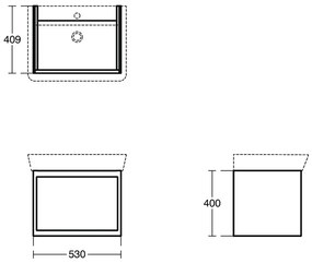 Ideal Standard Connect Air- Skříňka pod umyvadlo CUBE 60cm, 1 zásuvka, Lesklý bílý + matný bílý lak E0846B2