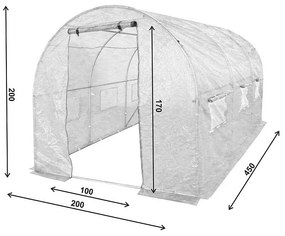 4iQ Group Zahradní Fóliovník PREMIUM 2x4,5m 9m2 BÍLÝ