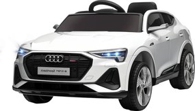 HOMCOM Elektroauto pro děti 12V Audi E-tron s dálkovým ovládáním, bezpečnostním pásem a hudbou (MP3/USB/TF), vozidlo pro děti 3-5 let, 3-5 km/h, Bílá