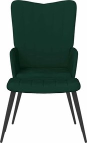 Relaxační křeslo se stoličkou tmavě zelené samet 327690