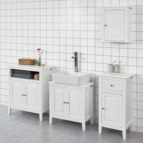 Sobuy FRG204-W Koupelnová komoda Koupelnová skříňka Příborník předsíňka Koupelnový nábytek Bílá 69x80x33cm