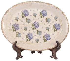 Keramický oválný podnos s květy hortenzie Lilla - 25*18*2 cm