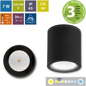 LED svítidlo McLED Noel R 7W 3000K IP65 černá ML-516.011.19.0