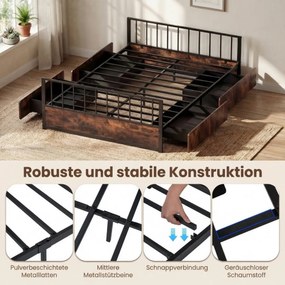 Costway Rám postele s 2 zásuvkami a čelem a podnožím průmyslová manželská