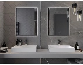 Mexen Erma, LED koupelnové zrcadlo s podsvícením a černým rámem 60x80 cm, 6000K, ochrana proti zamlžování, 9814-060-080-611-70