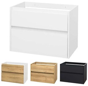Mereo, Opto, koupelnová skříňka 81 cm, bílá, dub, bílá/dub, černá, CN921S