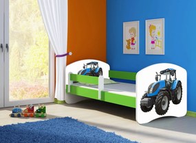 Dětská Postel 2 - Traktor - 180x80 Bez šuplíku Se jménem - Zelená
