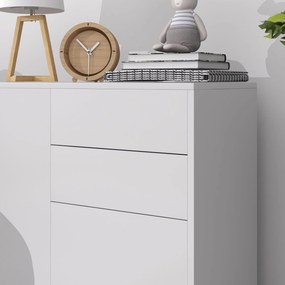 Úložný kabinet HOMCOM s 2 zásuvkami a 2 skříňkami, nastavitelnými policemi, pro obývací pokoj, kuchyň, ložnici, 79 x 36 x 74 cm, leskle bílý