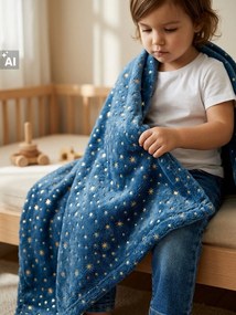 Sinsay - Dětská deka s třpytivými hvězdami - modrá