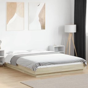 Rám postele s LED osvětlením dub sonoma 120 x 200 cm kompozit 3281107