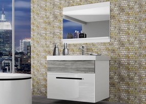 Koupelnový nábytek Belini bílý lesk / šedý antracit Glamour Wood + umyvadlo + zrcadlo  ROD PM 1/0/W/WGW1/0/ZW