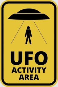 Plechová cedule UFO Activity Area Velikost: A4 (30 x 20 cm)