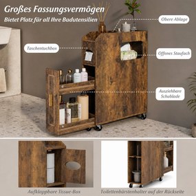 Costway Malá koupelnová skříňka 16 cm úzký organizér s výsuvnou zásuvkou box