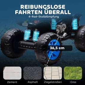 AIYAPLAY Dětský elektro quad, 24V elektrické vozidlo se 4 koly, světlomet, USB port, MP3 funkce, 6,5 km/h, 3-8 let 370-412V90BK