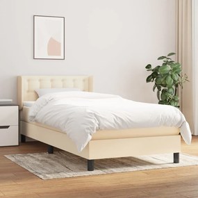 vidaXL Box spring postel s matrací 100 x 200 cm textil [3130015] Barva: krémová