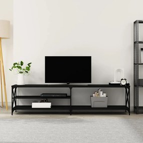 Tv Skříňka Černá 200 X 40 X 50 Cm Kompozitní Dřevo A Kov - Šedá sonoma