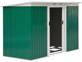 Kůlna Outsunny, zahradní kůlna, kůlna na nářadí s posuvnými dveřmi, větrací okno, jednoplášťová střecha, venkovní, ocel, tmavě zelená, 280 x 130 x 17…