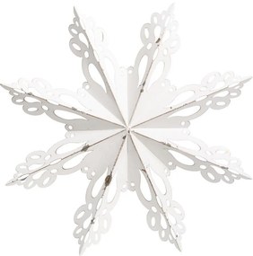 Bílá antik kovová nástěnná dekorace sněhová vločka Snowflake - 43*6 cm