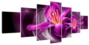 Moderní fialový obraz květů (210x100 cm)