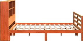 Postel s knihovnou bez matrace hnědá 180 x 200 cm masivní dřevo 3321920