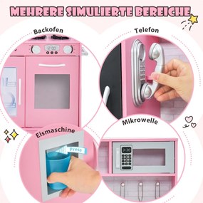 Costway Kuchyňka na hraní Kuchyňka hrací sada pro batolata s prkénkem, růžový
