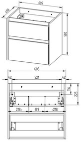 Mereo, Opto, koupelnová skříňka 61 cm, bílá, dub, bílá/dub, černá, CN930S