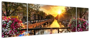 Obraz - Východ slunce v Amsterdamu (170x50 cm)