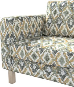 Potah na křeslo IKEA Karlstad, krátký barva modrá látka pletený vzor, vzorované