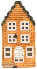 Oranžový keramický domek na čajovou svíčku Lamont - 9*10*19 cm