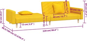 vidaXL 2místná rozkládací pohovka se 2 polštáři textil [375906] Barva: Žlutá