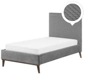 Sametová postel šedá 90 x 200 cm BAYONNE Beliani