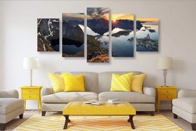 5-dílný obraz okouzlující horská panorama se západem slunce Varianta: 100x50