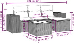 5dílná zahradní sedací souprava s poduškami černá polyratan 3254812
