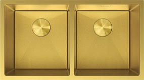 Mexen Binox, 2-komorový nerezový dřez 800 x 450 mm, broušená zlatá, vzor voština, 6421802000-55HC