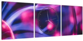 Abstraktní fialový obraz (s hodinami) (90x30 cm)