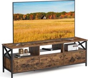 TV stojan se 3 zásuvkami a úložnými policemi, 147 x 50 x 40 cm, rustikální