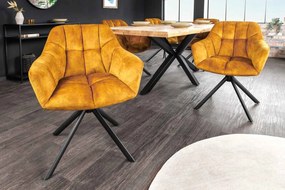 Designová otočná židle Vallerina hořčičný samet