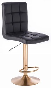 LuxuryForm DESIGN Barová židle TOLEDO na zlaté kulaté podstavě - černá