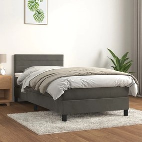 vidaXL Box spring postel s matrací 90x190 cm samet [3141336] Barva: Tmavě šedá