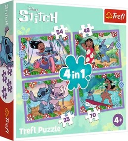 Trefl - Puzzle - LiloStitch: Bláznivý den 4v1 / 35|48|54|70 / 28.5 x 2