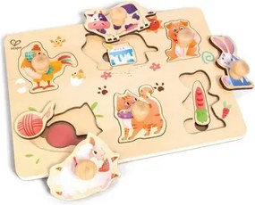 HAPE Vkládací puzzle Farma / 12 dílků / s úchyty / od 2 let