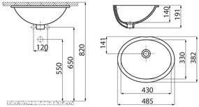 CREAVIT Keramické umyvadlo pod desku, 48,5x38cm, bílá - TP211