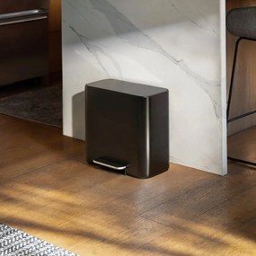 Matně černý ocelový odpadkový koš na tříděný odpad/nášlapný 15 l Dual Mini – simplehuman